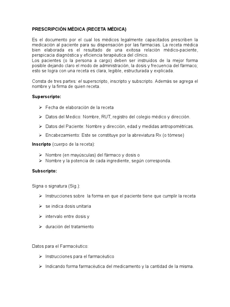 PRESCRIPCIÓN MÉDICA.doc123 | Prescripción médica | Farmacia