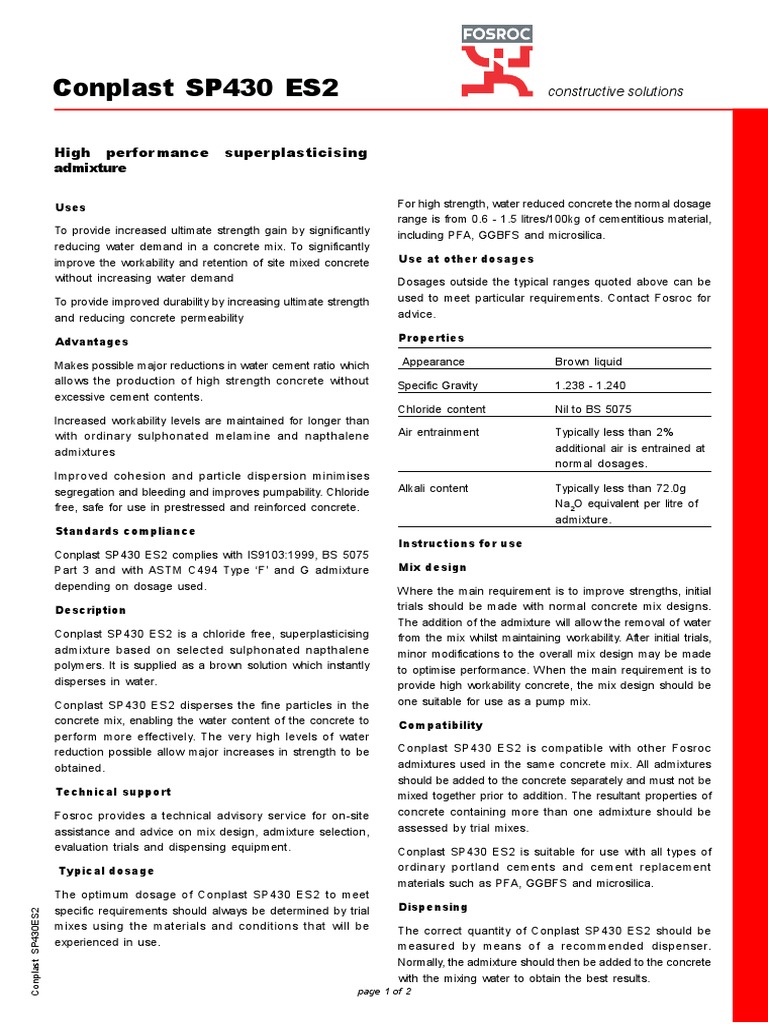 Conplast SP430ES2 | Concrete | Building Materials