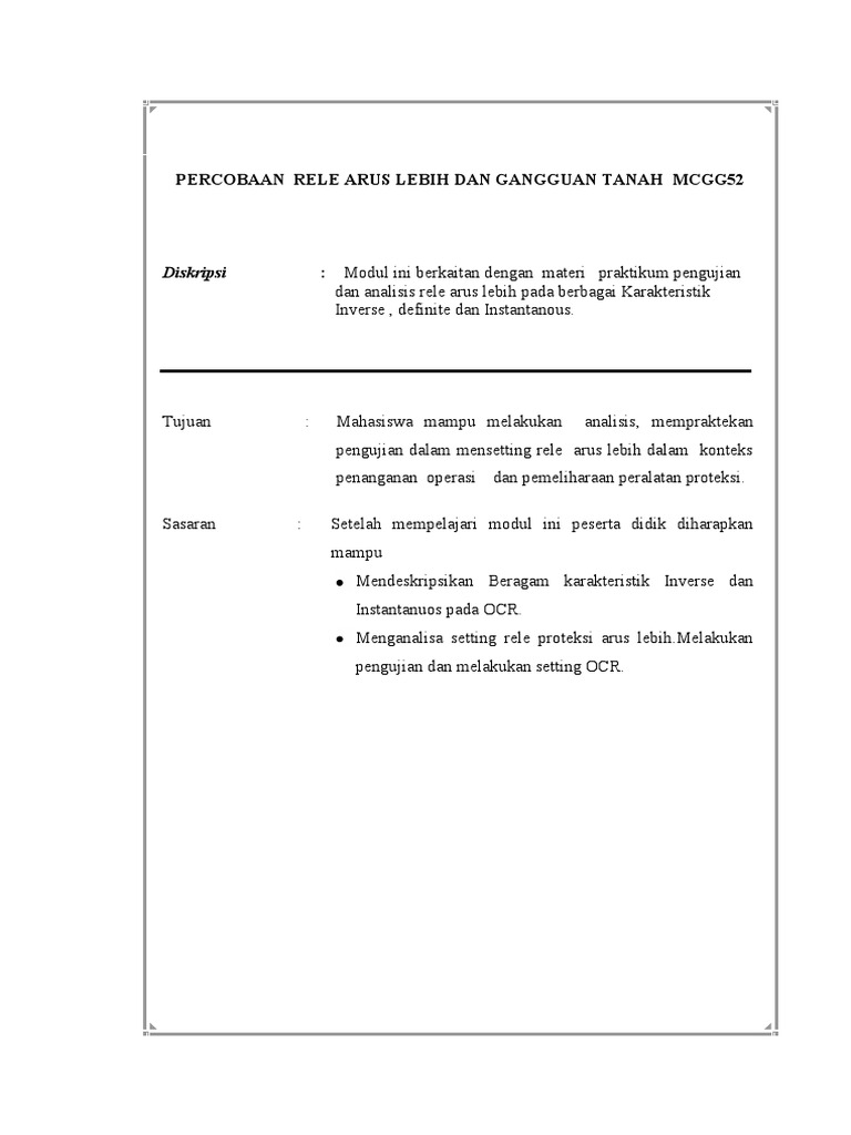 Modul Praktikum Rele Arus Lebih MCGG52 | PDF | Sains & Matematika ...