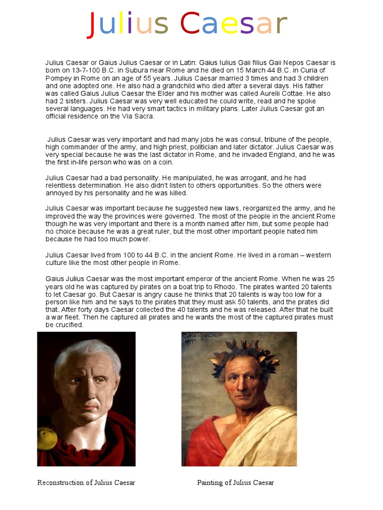 Biography Julius Caesar | PDF | Julius Caesar | Caligula