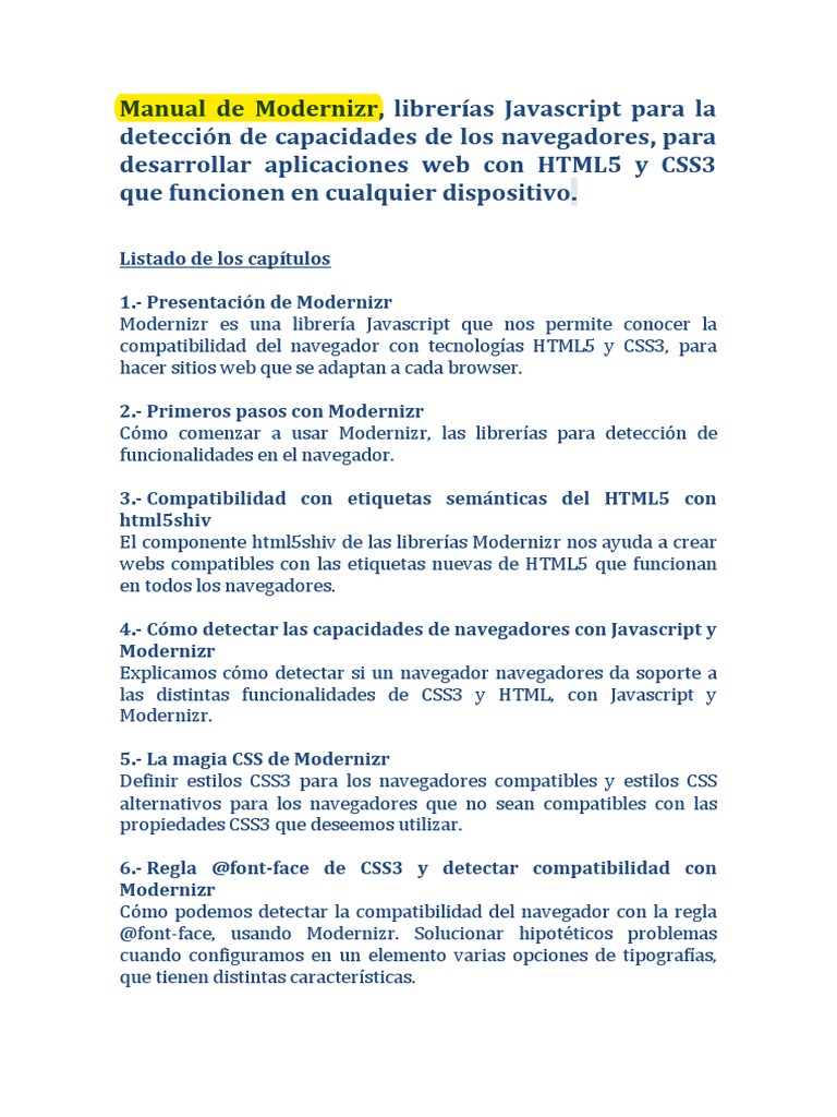 Guía de Modernizr para HTML5 y CSS3 | PDF | Script Java | Hojas de ...