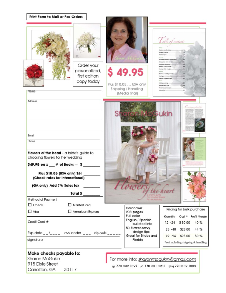 Order Form for Wedding Flower Guide | PDF
