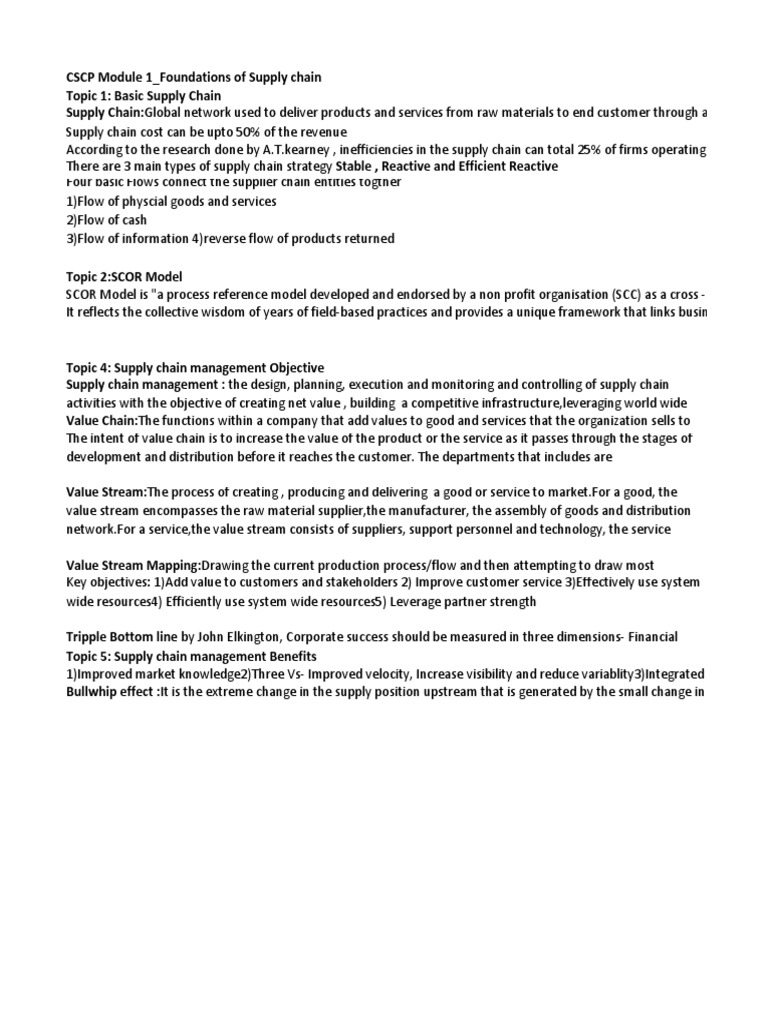 CSCP Notes by Ravi | PDF | Supply Chain | Supply Chain Management