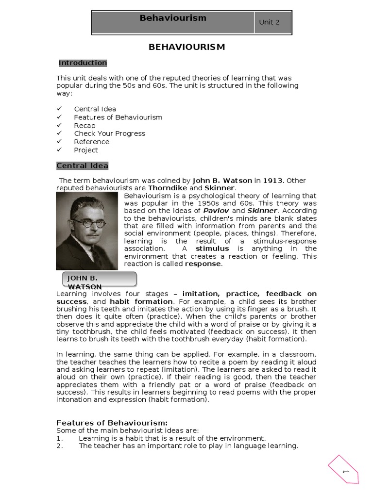 Behaviourism | PDF | Behaviorism | Reinforcement