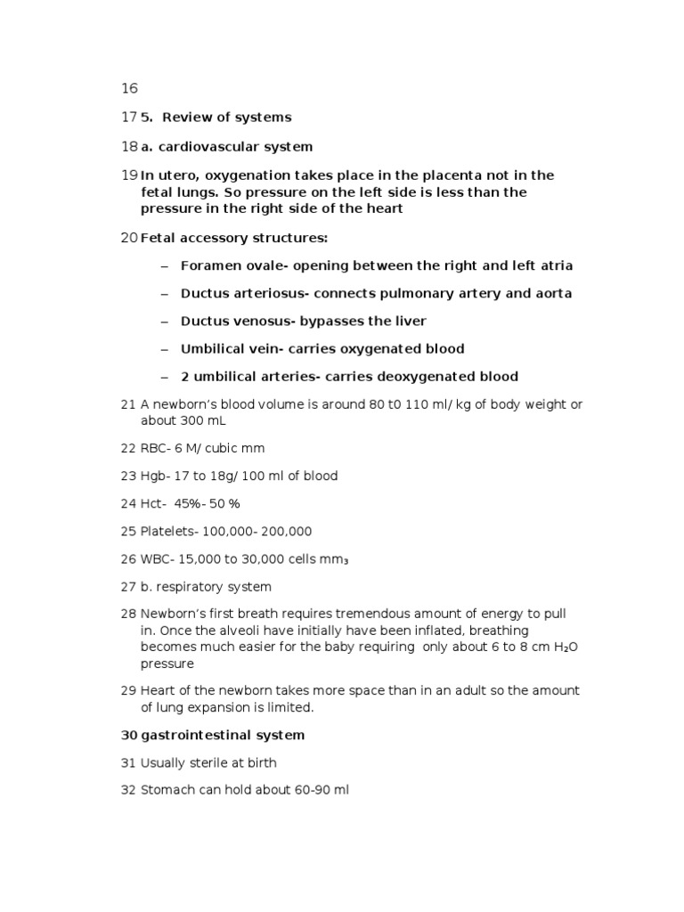 Review of System Pedia | PDF | Lung | Fetus