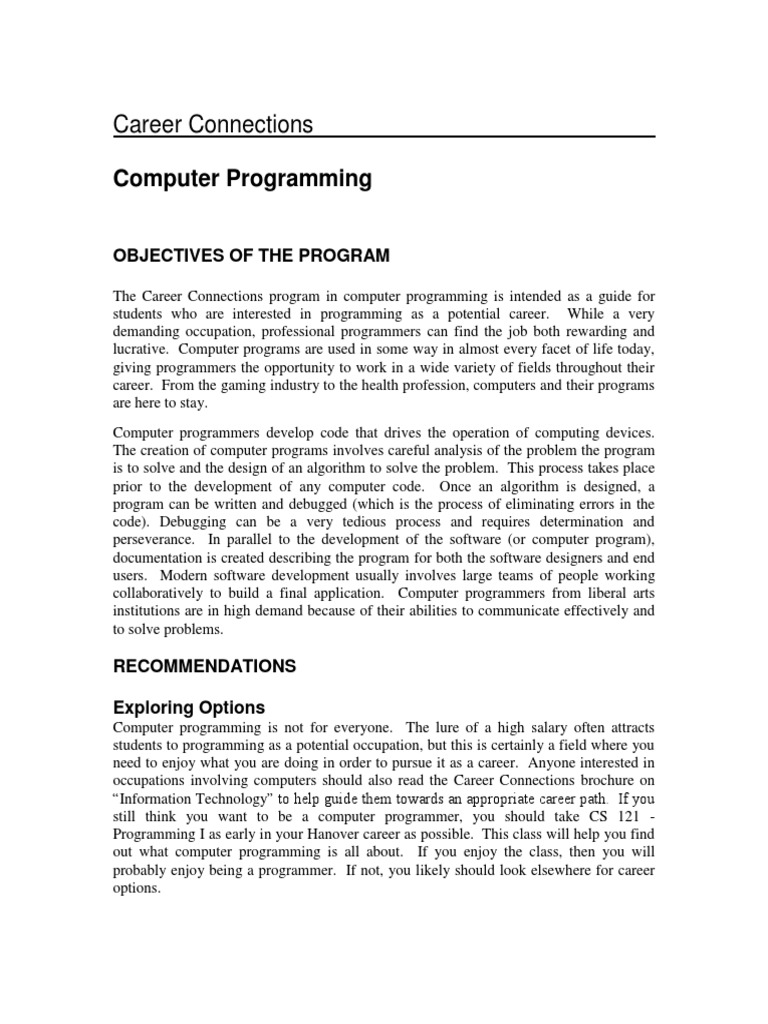 Computer Programming: Career Connections | PDF | Computer Programming ...