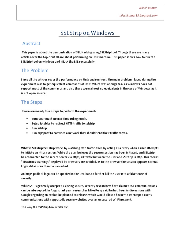SSLStrip On Windows-White Paper | PDF | Transport Layer Security ...