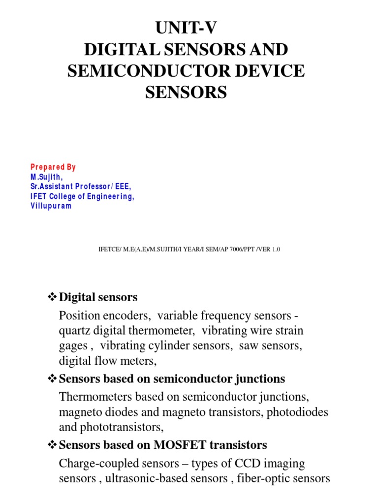 Unit-5-Digital Sensors and Semiconductor Sensors | PDF | Charge Coupled ...