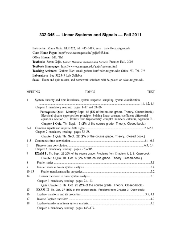 Linear Dynamic Systems and Signals 1 | PDF | Laplace Transform ...