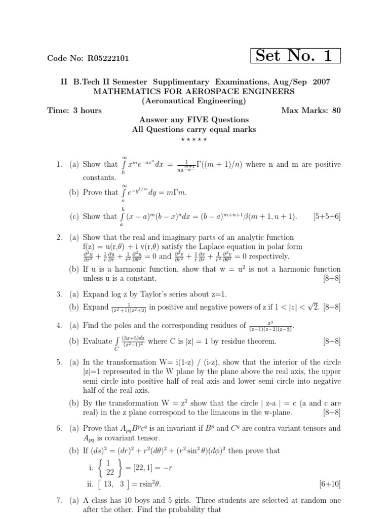Mathematics For Aerospace Engineers r05222101 | PDF | Tensor ...