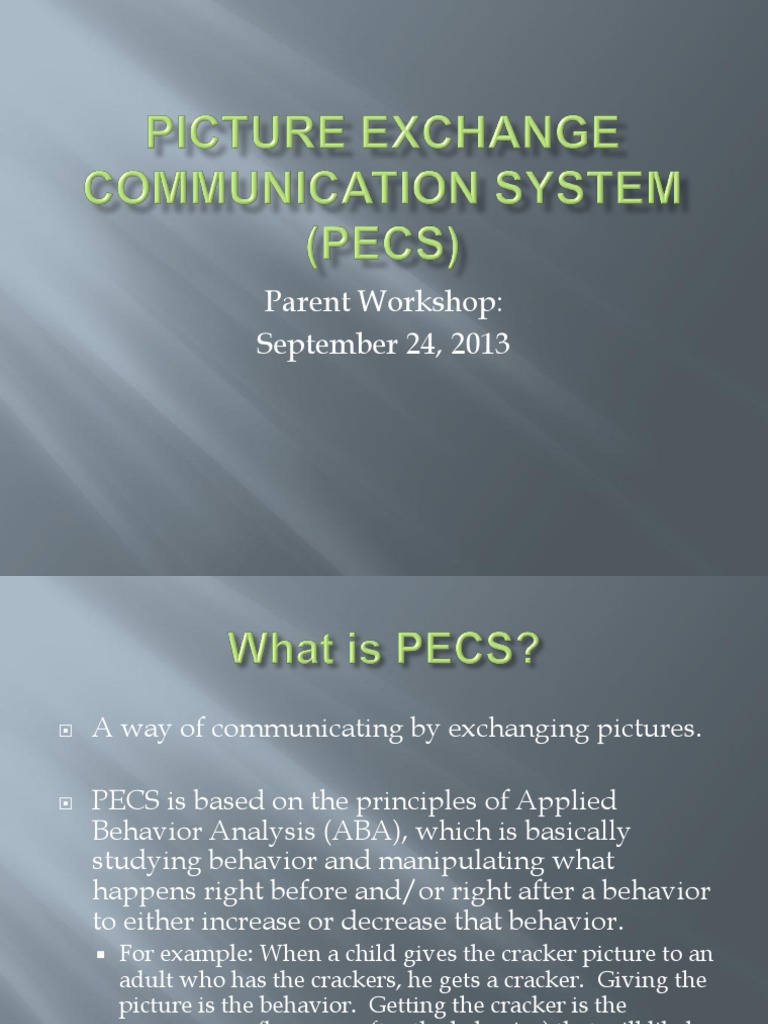 PECS Workshop | Download Free PDF | Reinforcement | Neuropsychological ...