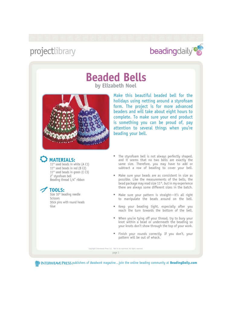 Beaded Bells A | PDF | Beadwork | Bead