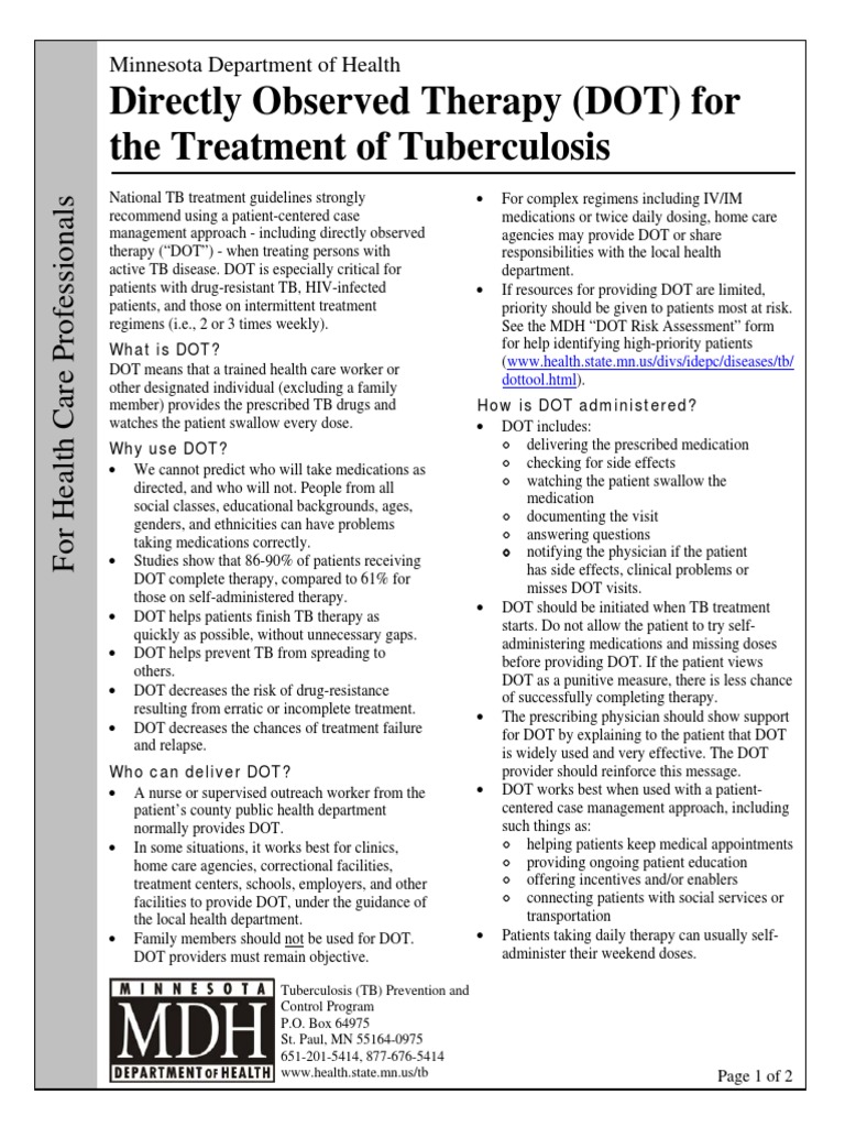 DOT for TB Treatment: Minnesota Health Dept Guide | PDF | Tuberculosis ...