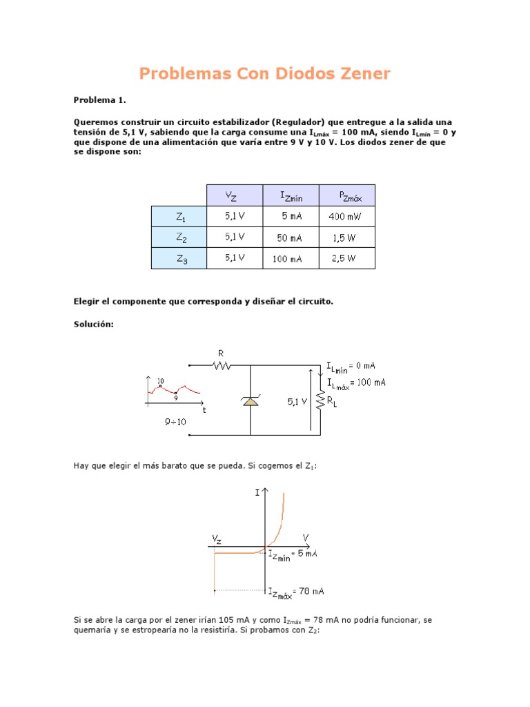 Problemas Con Diodos Zener