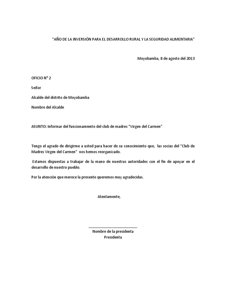 Oficio A Un Alcalde | PDF