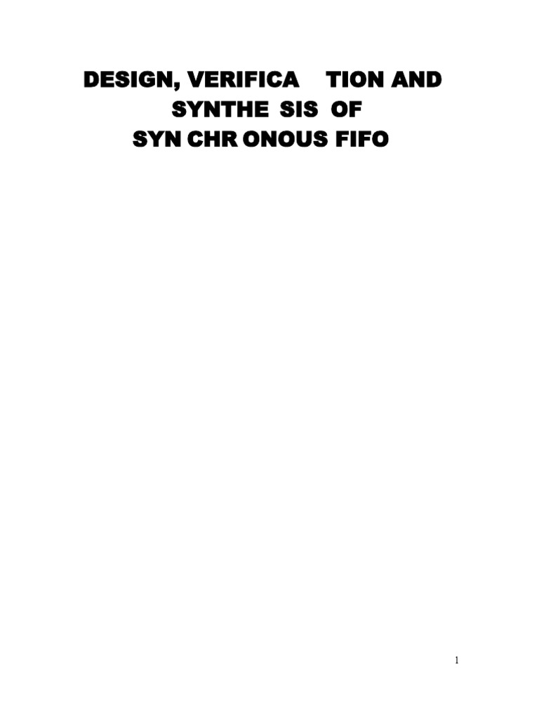 Project On Synchronous Fifo Design Simulation Verification And Synthesis Using Verilog Pdf
