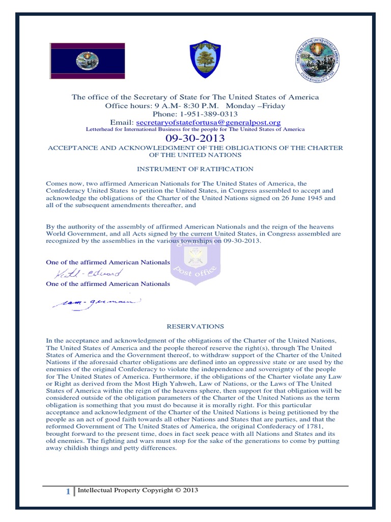 Instrument of Ratification of The Charter of The United Nations ...