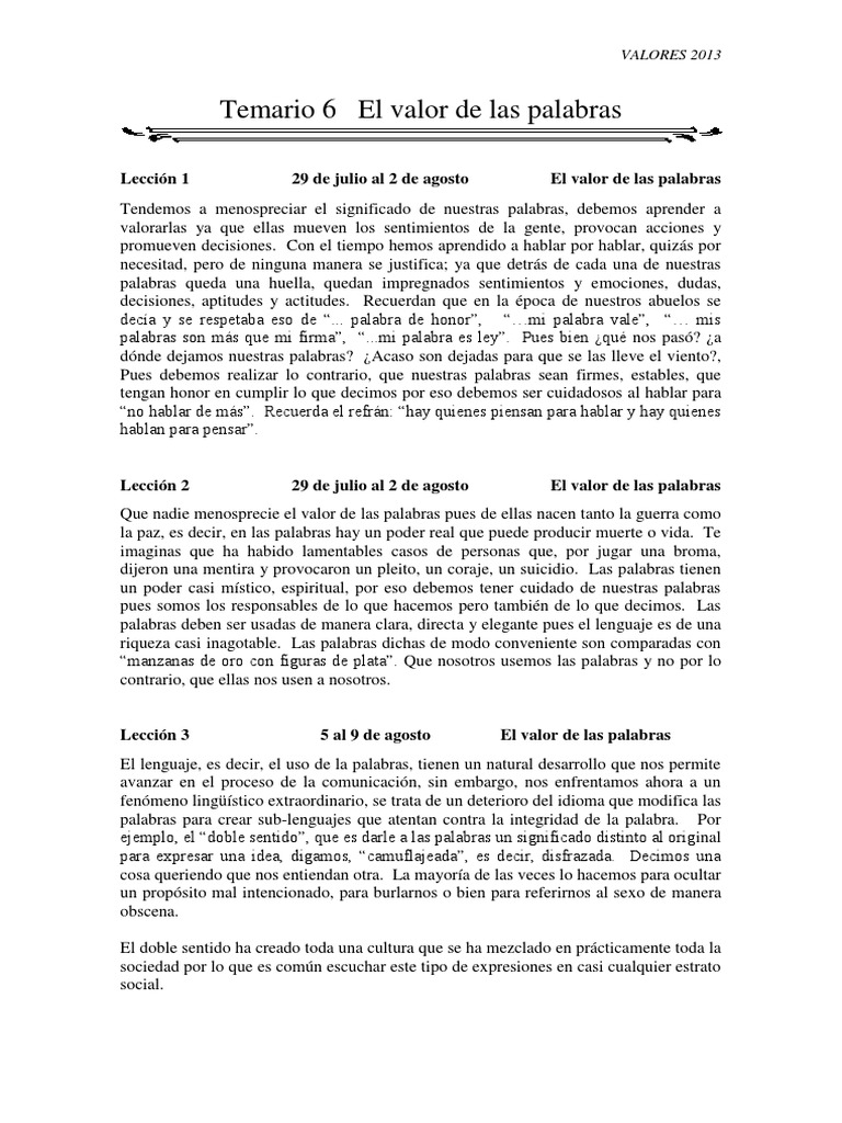 El Valor de Las Palabras | PDF | Palabra | Lingüística