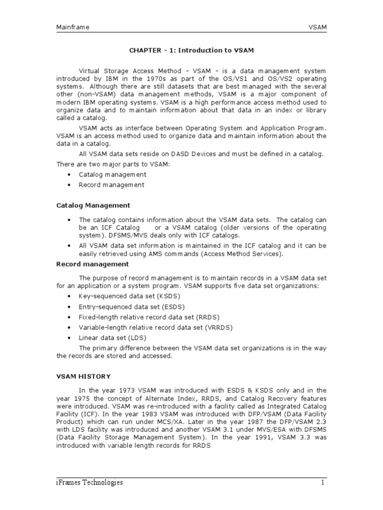 VSAM Handout | Download Free PDF | Database Index | Operating System ...