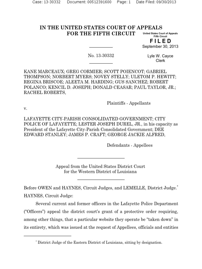 In The United States Court of Appeals For The Fifth Circuit: Filed ...