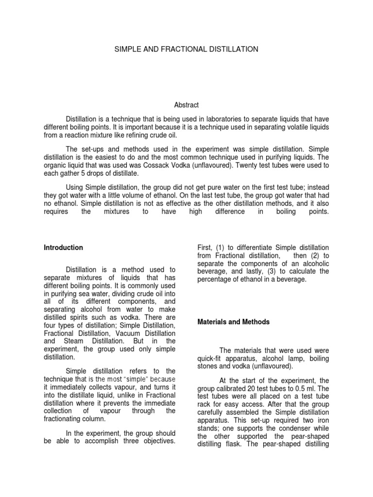 Simple and Fractional Distiillation | PDF | Distillation | Industrial ...