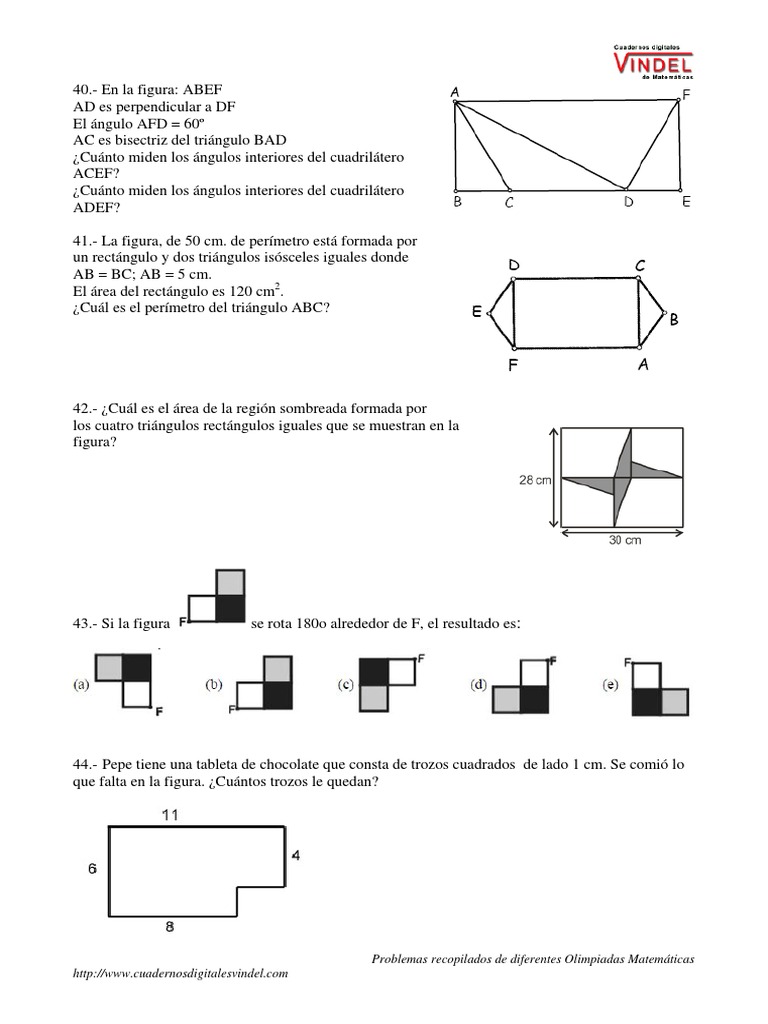Problemas de Figuras Geométricas 7mo grado | PDF | Rectángulo | Triángulo