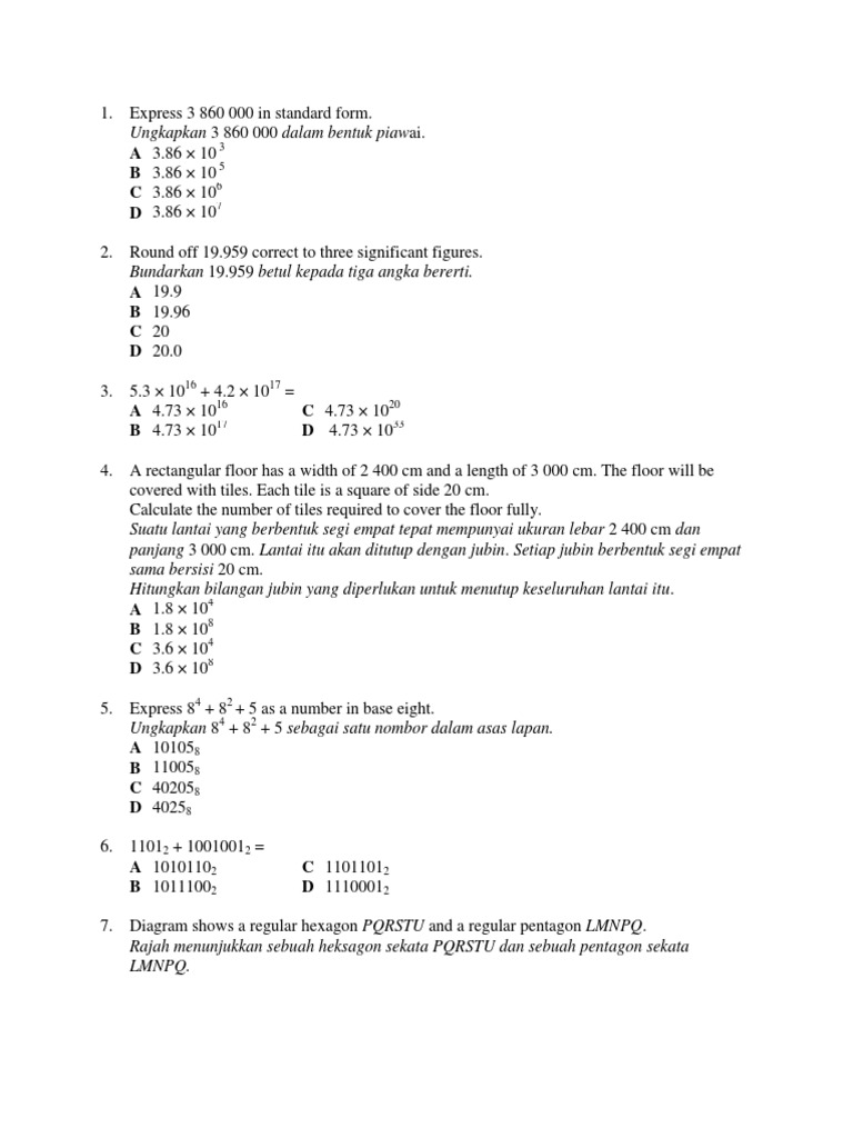 Kertas Soalan Percubaan SPM Math 2013 | PDF