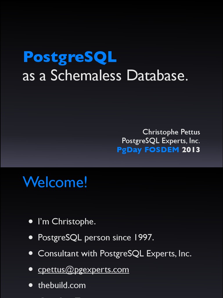 PostgreSQL As A NoSQL Database | PDF | Json | Postgre Sql