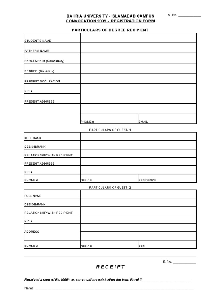 Convocation Registration Form | PDF