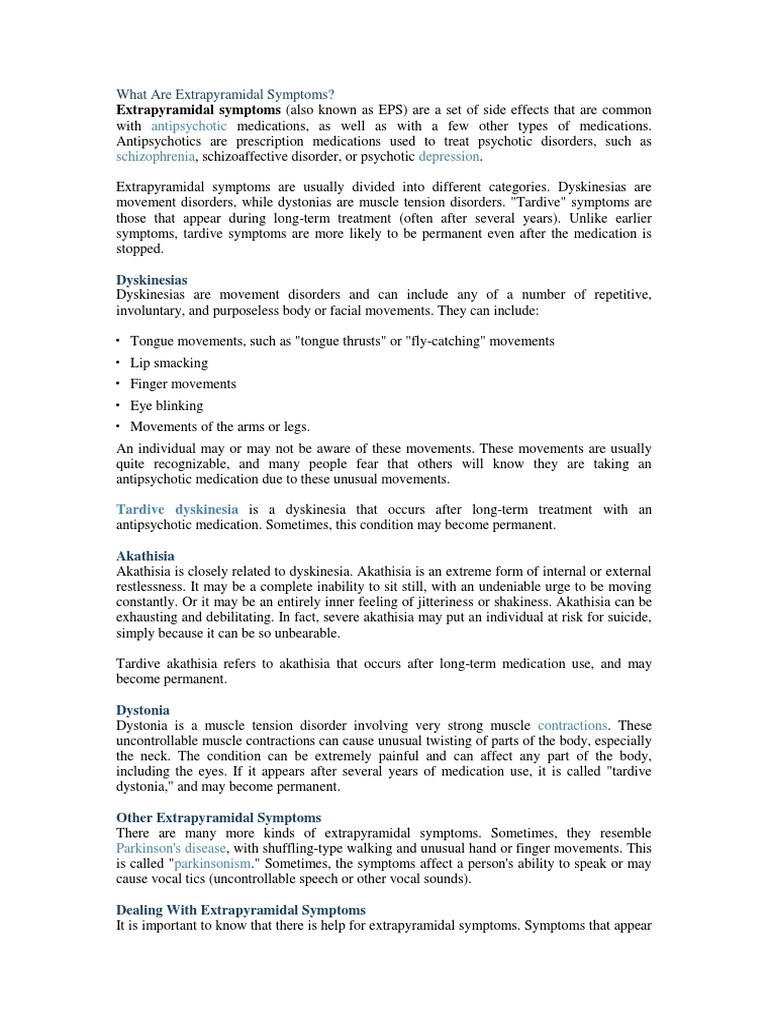Understanding Extrapyramidal Symptoms | PDF | Dystonia | Antipsychotic