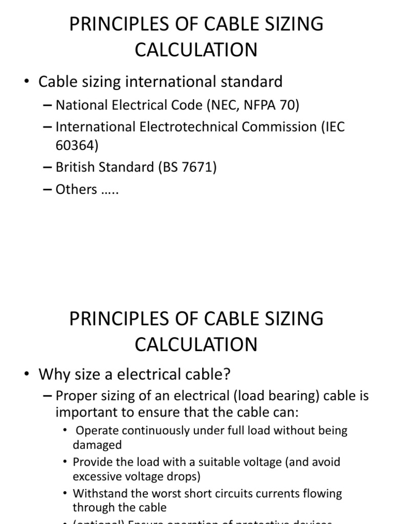 Cable Sizing Calculation | PDF | Cable | Electrical Impedance