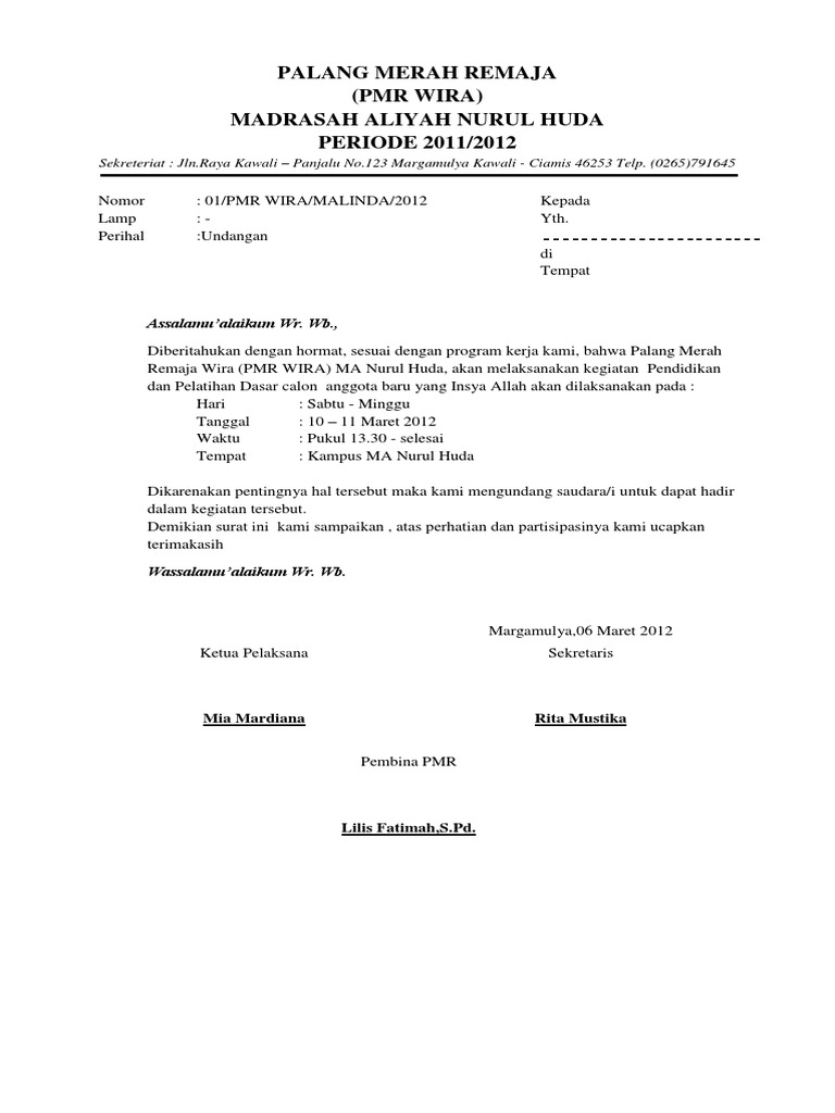 Contoh Surat PMR | PDF