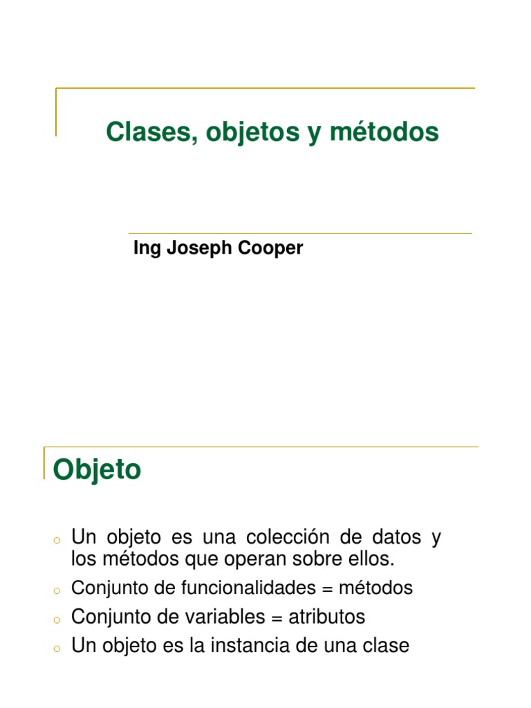 Clases Objetos y Metodos | PDF | Objeto (informática) | Clase ...