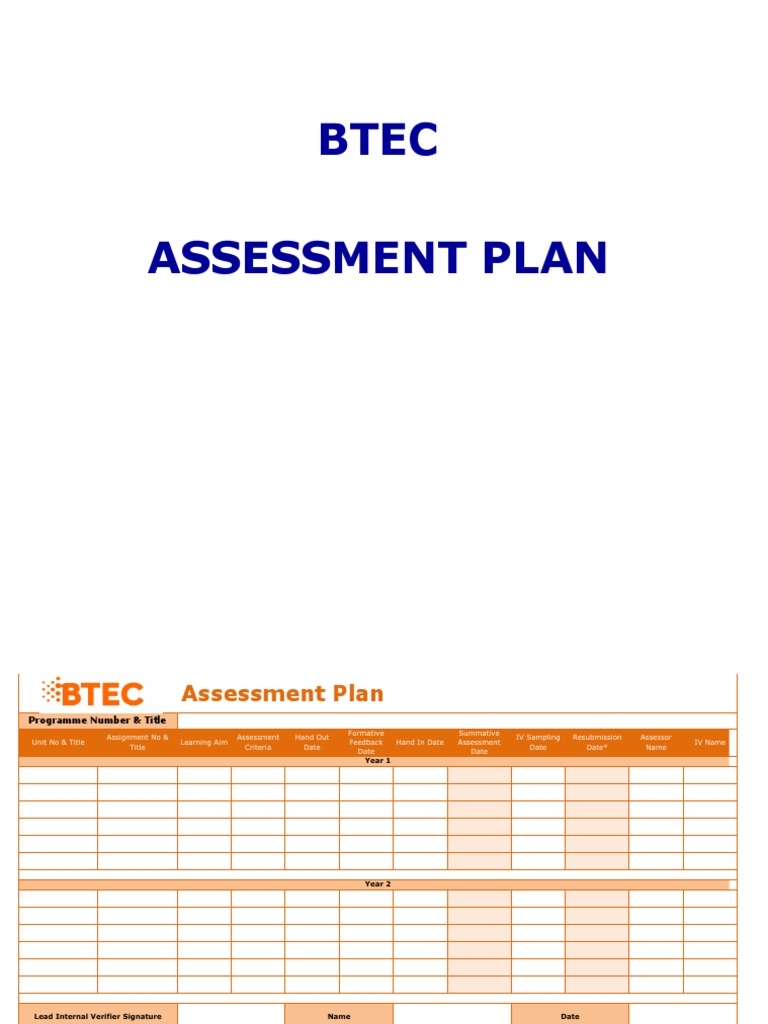 04 BTEC Assessment Plan | PDF
