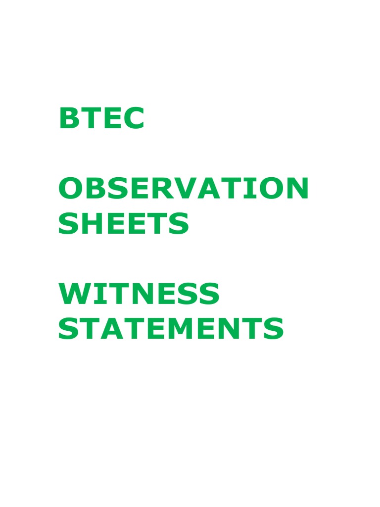 BTEC Observation Record Guidelines | PDF | Educational Assessment | Witness
