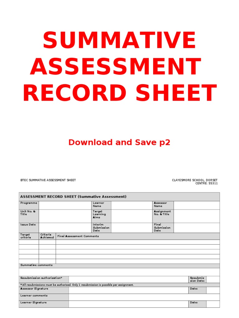 07 BTEC Summative Assesment Cover Sheet