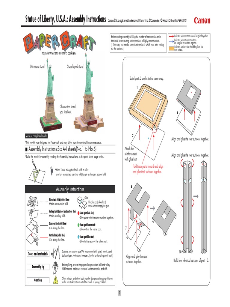 Statue of Liberty, U.S.A.: Assembly Instructions | PDF