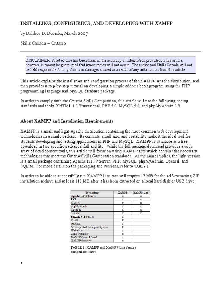 Installing, Configuring, and Developing With Xampp | PDF | Php | Web Server Installing, Configuring, and Developing With Xampp | PDF | Php | Web Server