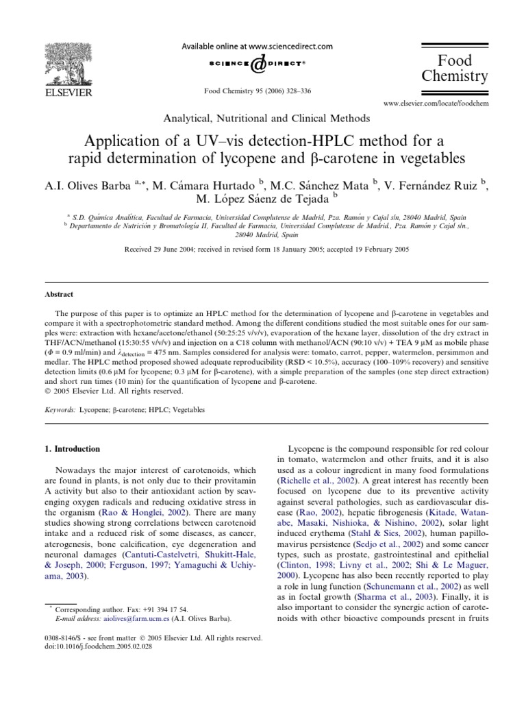 Application of A UV-vis detection-HPLC Method For A | PDF | High ...