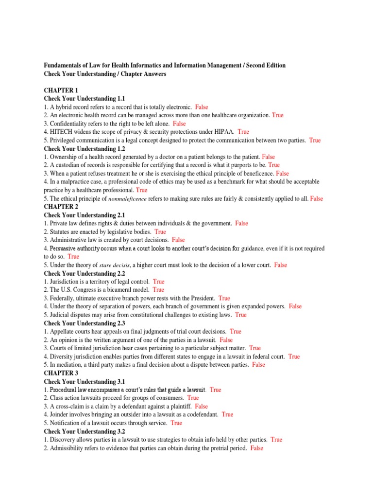 Chapter Answers: Health Law Fundamentals | PDF | Tort | Health ...