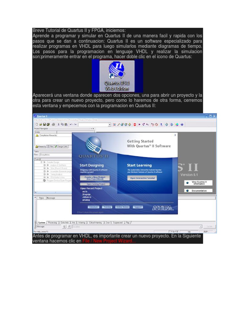 Breve Tutorial de Quartus II y FPGA | PDF | Vhdl | Ingeniería de software
