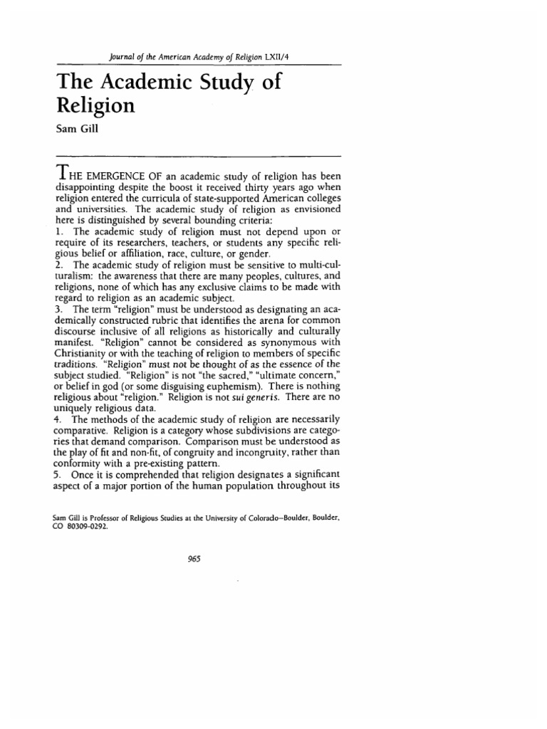 Gill, The Academic Study of Religion | Download Free PDF | Religious ...