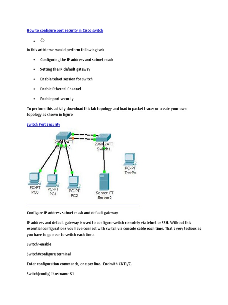 How To Configure Port Security Cisco | PDF | Network Switch | Port ...