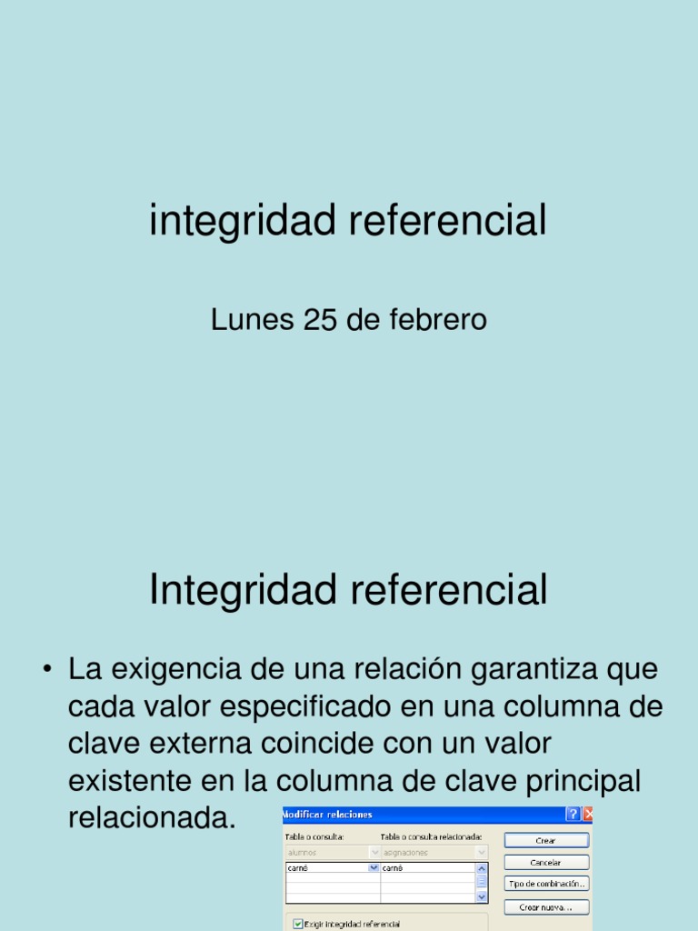 Integridad Referencial | PDF | SQL | Tabla (base de datos)
