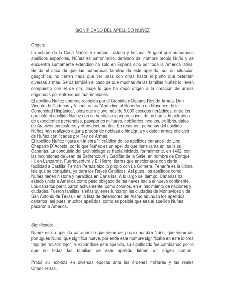 Significado Apellido Nuñez | PDF | Islas Canarias | Heráldica
