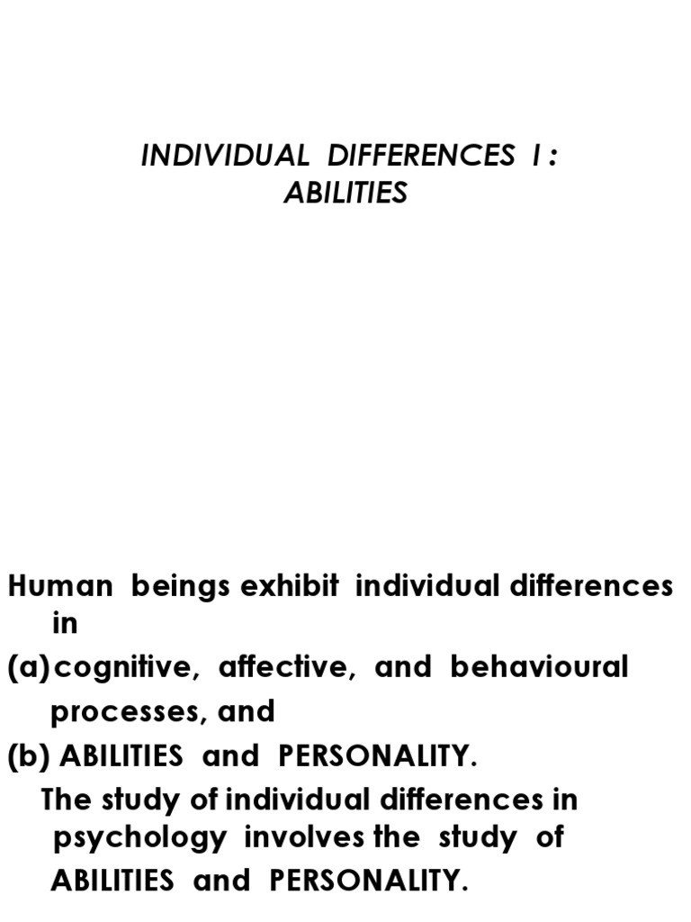 Individual Differences I: Theories of Abilities | PDF | Intelligence Quotient | Intelligence