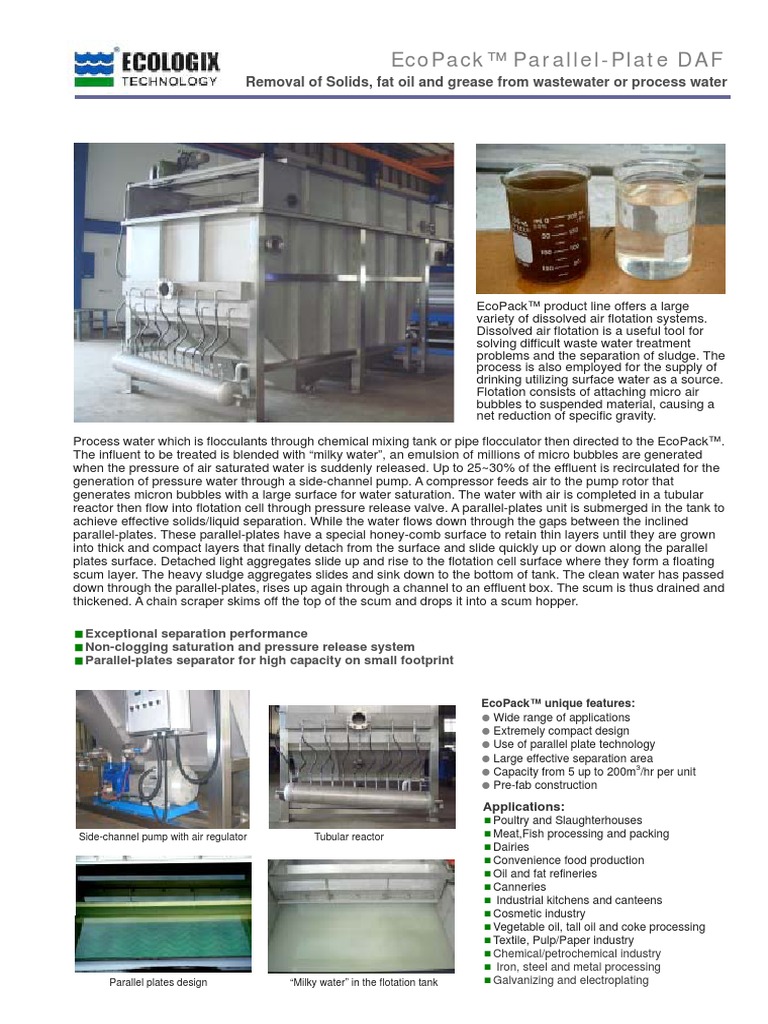 Ecopack™ Parallel-Plate Daf: Removal of Solids, Fat Oil and Grease From ...