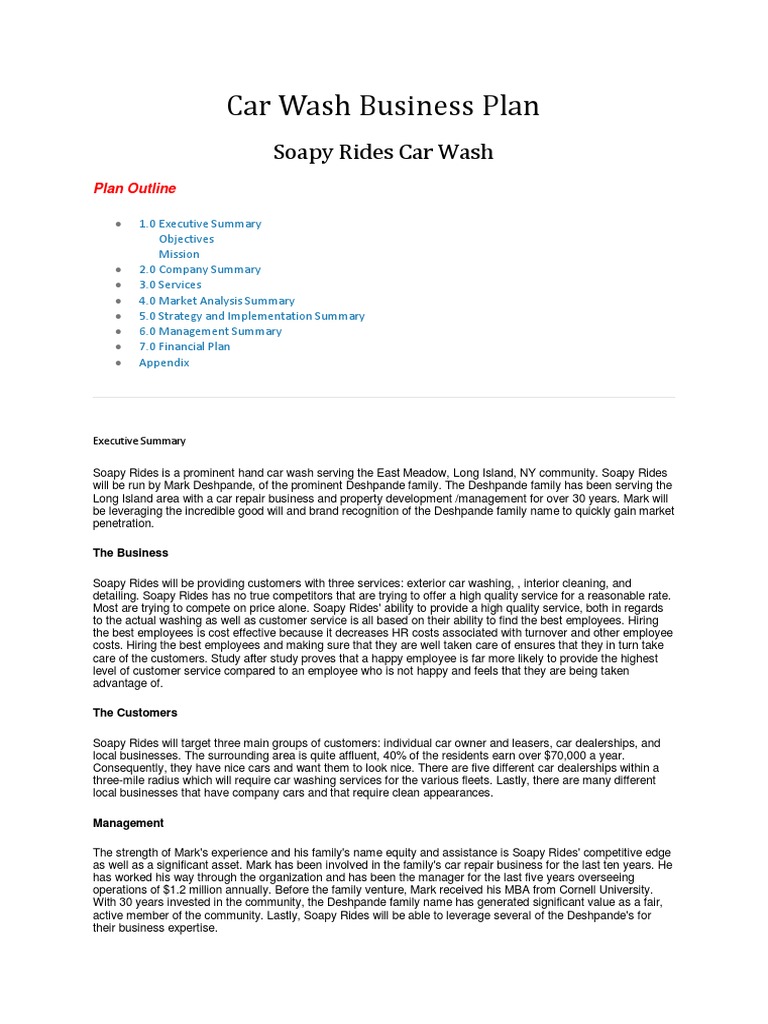 Car Wash Business Plan | PDF | Balance Sheet | Value Added Tax