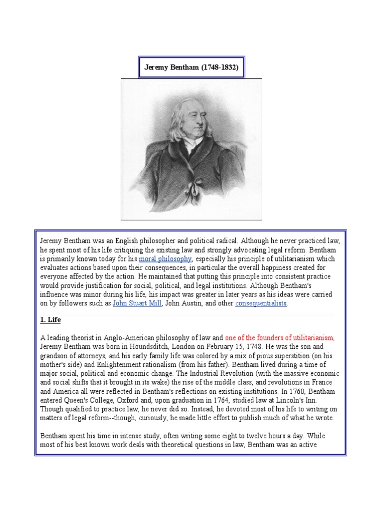 Jeremy Bentham | PDF | Natural And Legal Rights | Psychological Egoism
