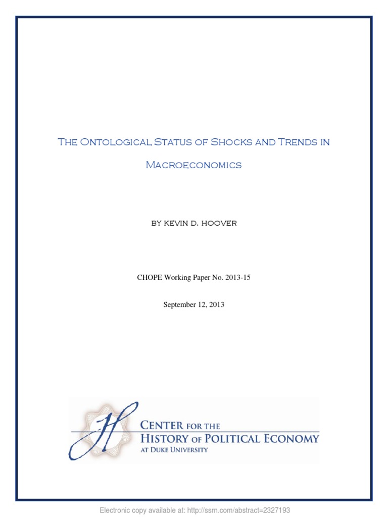 Hoover The Ontological Status of Shocks and Trends in Macroeconomics | PDF | Causality ...